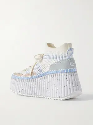 Chloé Nama Leather-trimmed Platform Sneakers - White