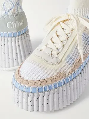 Chloé Nama Leather-trimmed Platform Sneakers - White
