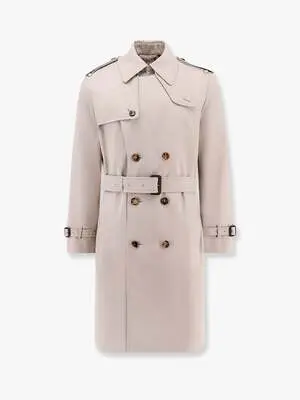 Burberry Cotton-blend Trench Coat With Check Lining