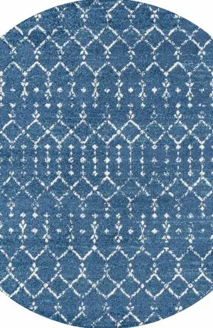 JONATHAN Y Moroccan Hype Boho Vintage Diamond Round Area Rug - Blue/white