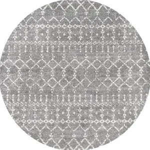 JONATHAN Y Moroccan Hype Boho Vintage Diamond Round Area Rug - Gray/ivory