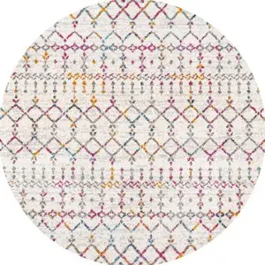 JONATHAN Y Moroccan Hype Boho Vintage Diamond Round Area Rug - Ivory/multi