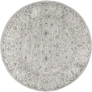 JONATHAN Y Modern Persian Vintage Round Area Rug - Light Grey