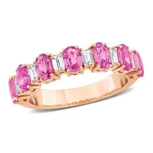JULIANNA B. 14k Gold Sapphire And Diamond Anniversary Band - Pink Sapphire/rose Gold