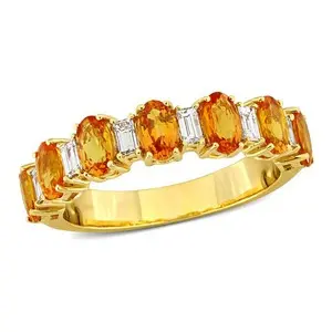 JULIANNA B. 14k Gold Sapphire And Diamond Anniversary Band - Yellow Sapphire/yellow Gold