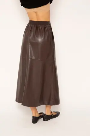 Central Park West Beatrix Vegan Leather Midi Skirt