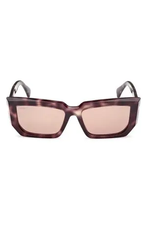 Max Mara Max Mara 54mm Rectangular Sunglasses Camel Spotted Havana / Brown