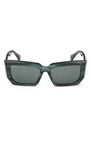 Max Mara Max Mara 54mm Rectangular Sunglasses Striped Deep Emerald / Emerald