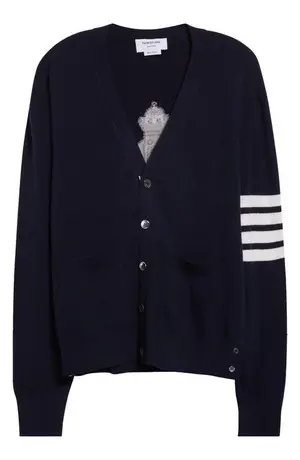 Thom Browne Holiday Hector Nutcracker 4-bar Virgin Wool Cardigan - Navy