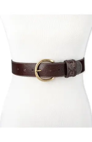 Sam Edelman Rounded Buckle Belt - Maple Bourban Croc