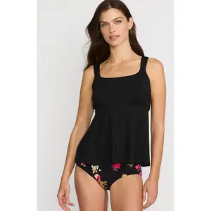 LANDS' END D-Cup Flutter Scoop Neck Tankini Top Black