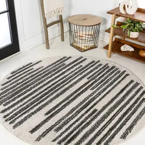 JONATHAN Y Khalil Modern Berber Stripe Round Area Rug