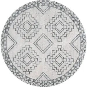JONATHAN Y Amir Moroccan Beni Souk Round Area Rug - Cream/gray