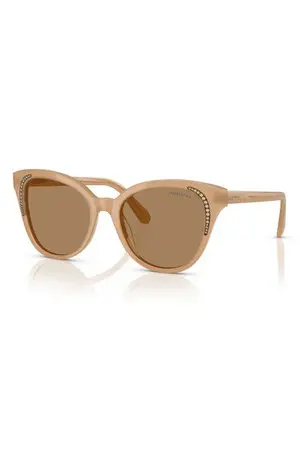 SWAROVSKI 53mm Butterfly Sunglasses - Brown White