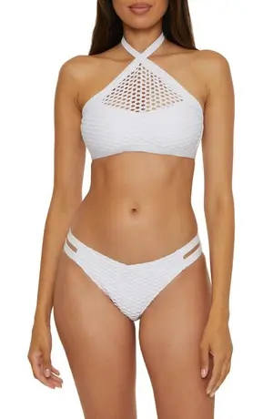 BECCA® By Rebecca Virtue Castaway High Neck Bikini Top - White
