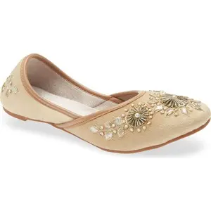 FUCHSIA Whistledown Embroidered Jutti Flat