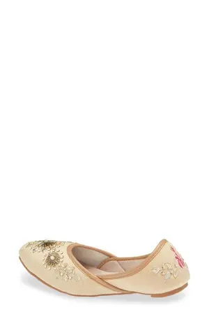 FUCHSIA Whistledown Embroidered Jutti Flat