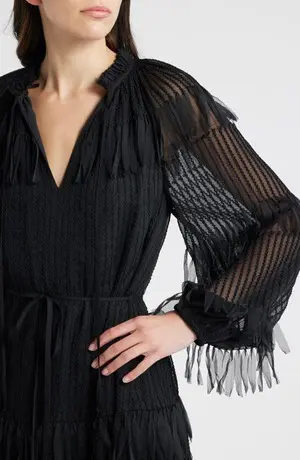 Kobi Halperin Nora Long Sleeve Chiffon Cocktail Dress