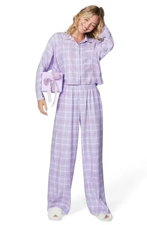 FLORENCE BY MILLS Plaid Flannel Sleep Pants - Millie Lavender Plaid