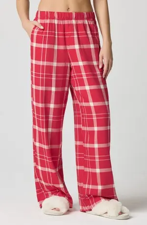 FLORENCE BY MILLS Plaid Flannel Sleep Pants Scar Ball Plaid