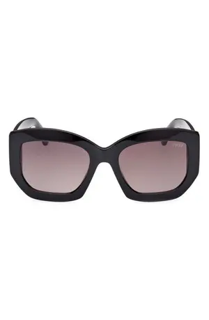 Emilio Pucci 54mm Geometric Sunglasses - Black/ Gold / Gradient Smoke