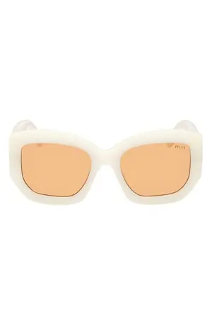 Emilio Pucci 54mm Geometric Sunglasses - Ivory/ Gold / Orange Lenses