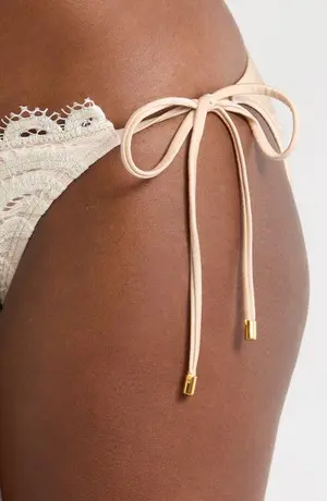 PQ SWIM Lace Side Tie Bikini Bottom - Vanilla