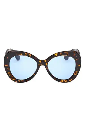 Emilio Pucci 56mm Round Frame Sunglasses - Dark Havana / Bright Blue