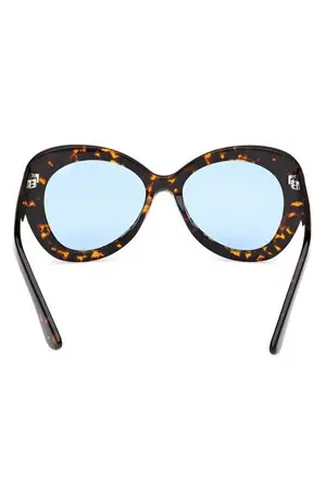 Emilio Pucci 56mm Round Frame Sunglasses - Dark Havana / Bright Blue