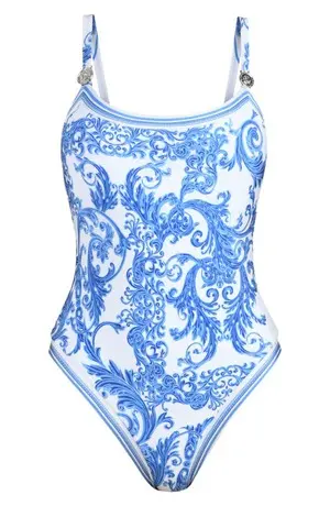 L'Agence Remi Baroque One-piece Swimsuit - Blue