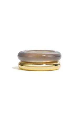 BY PARIAH Duo Stack Rings Set - Grey Agate