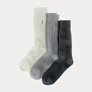 Ralph Lauren Ribbed Cotton-blend Trouser Socks - Charcoal