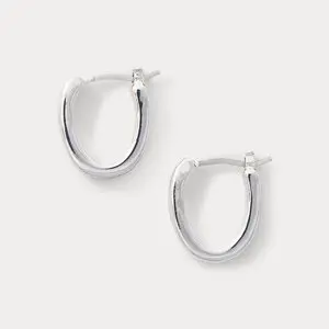 Ralph Lauren Oval Hoop Earrings - Silver