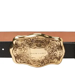 Ralph Lauren Tooled-buckle Pebbled Calfskin Belt