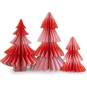 JOLLITY & CO Holiday Honeycomb Set Pink And Red Trees