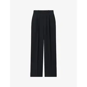 REISS Eden Wide-leg Twill Trousers - Navy