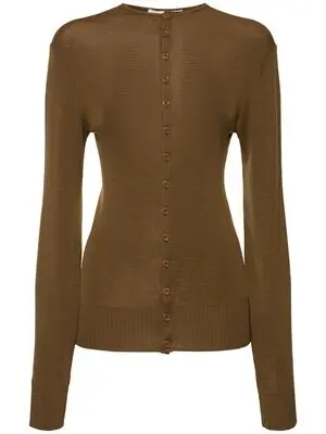 LEMAIRE Seamless Wool Knit Fitted Cardigan