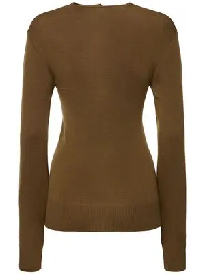 LEMAIRE Seamless Wool Knit Fitted Cardigan