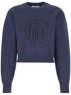 Chloé Embroidered-logo Jumper - Blue