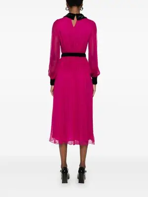 NISSA Belted Silk Midi Dress
