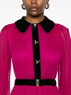 NISSA Belted Silk Midi Dress