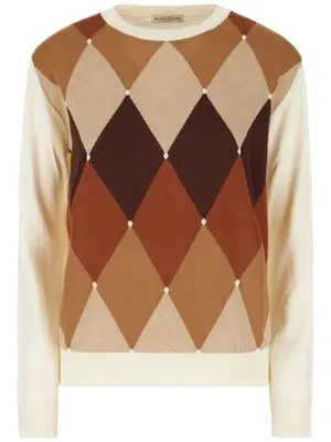 BALLANTYNE Argyle-intarsia Jumper - Neutrals