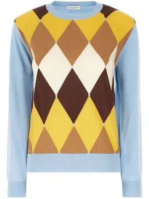 BALLANTYNE Argyle-intarsia Jumper - Blue