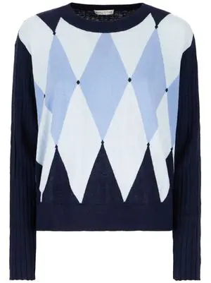 BALLANTYNE Argyle-intarsia Jumper - Blue