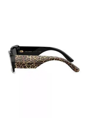 Dolce & Gabbana Leopard Print Rectangle Sunglasses