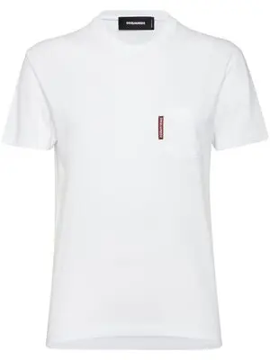 Dsquared2 Cotton Jersey Crew Neck T-shirt With Chest Pocket - White