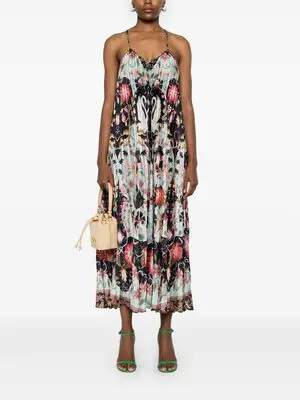 Farm Rio Pleated Sleeveless Midi Dress