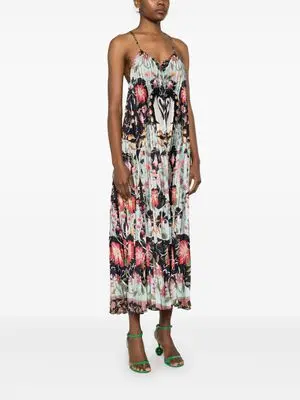 Farm Rio Pleated Sleeveless Midi Dress