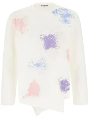 Comme Des Garçons Spray-paint Effect Sweater - White