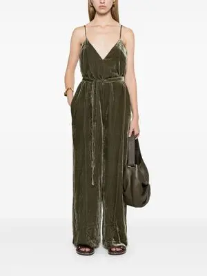 Gold Hawk Velvet Jumpsuit - Green